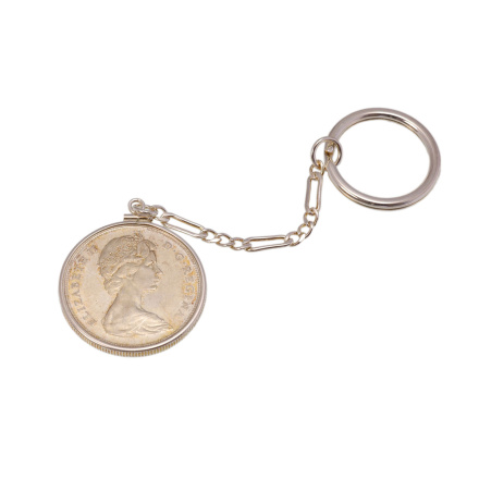 Keychain with Canadian silver 50 cents | Golden Flamingo