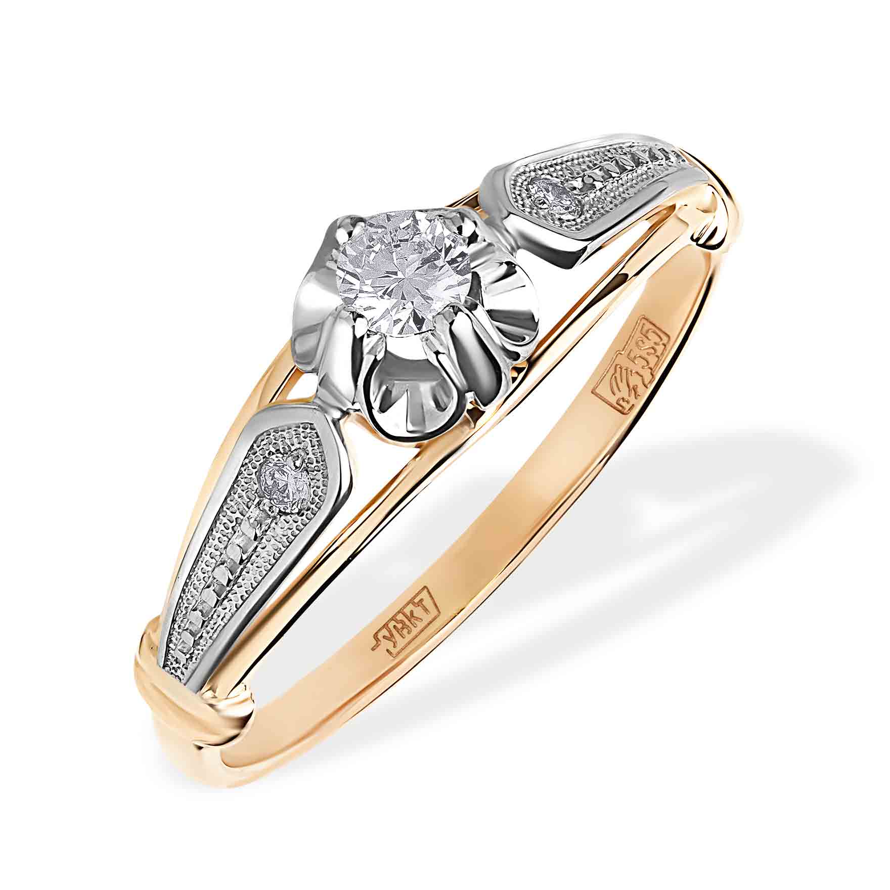 Engagement epaulet diamond ring | Golden Flamingo