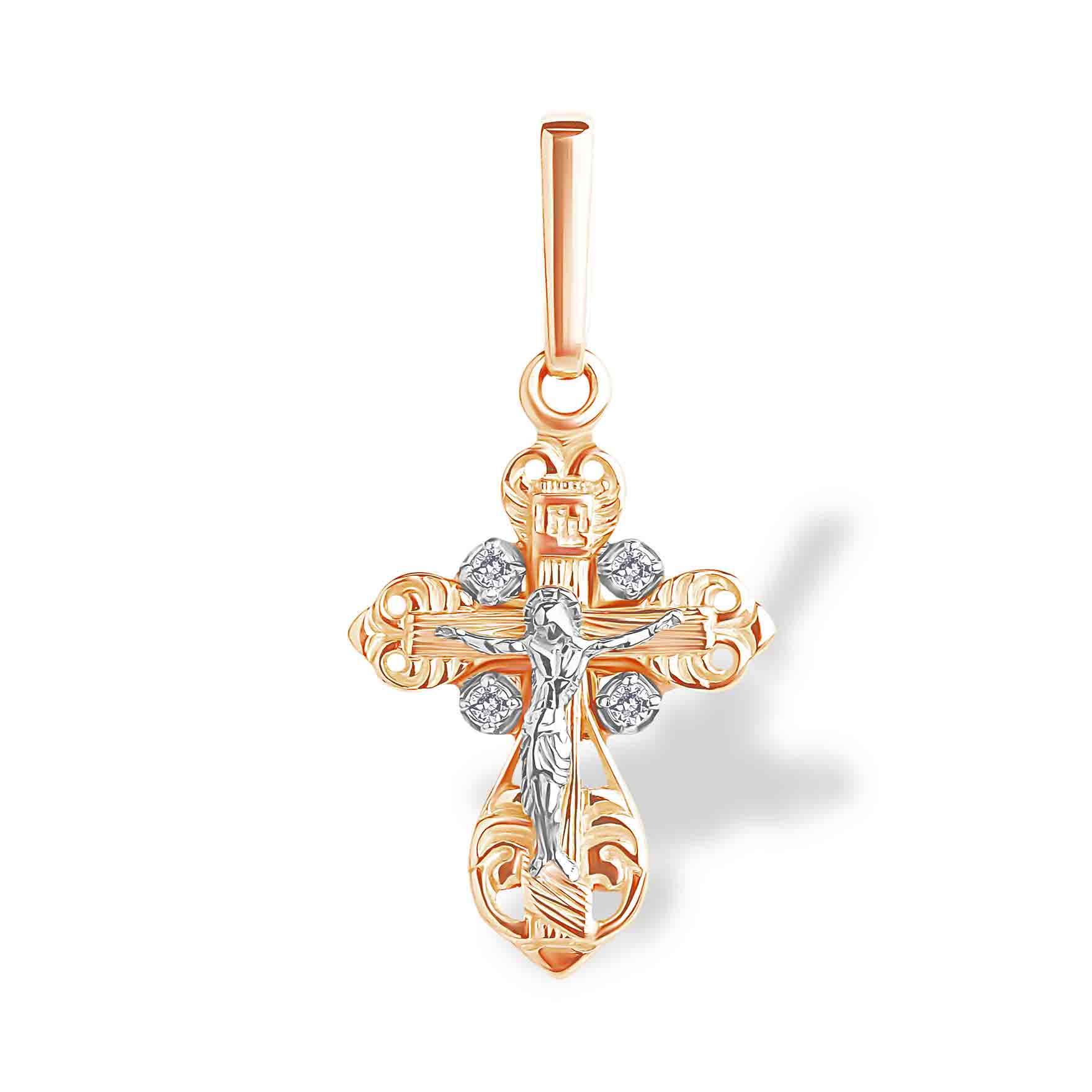 Diamond orthodox cross pendant | Golden Flamingo