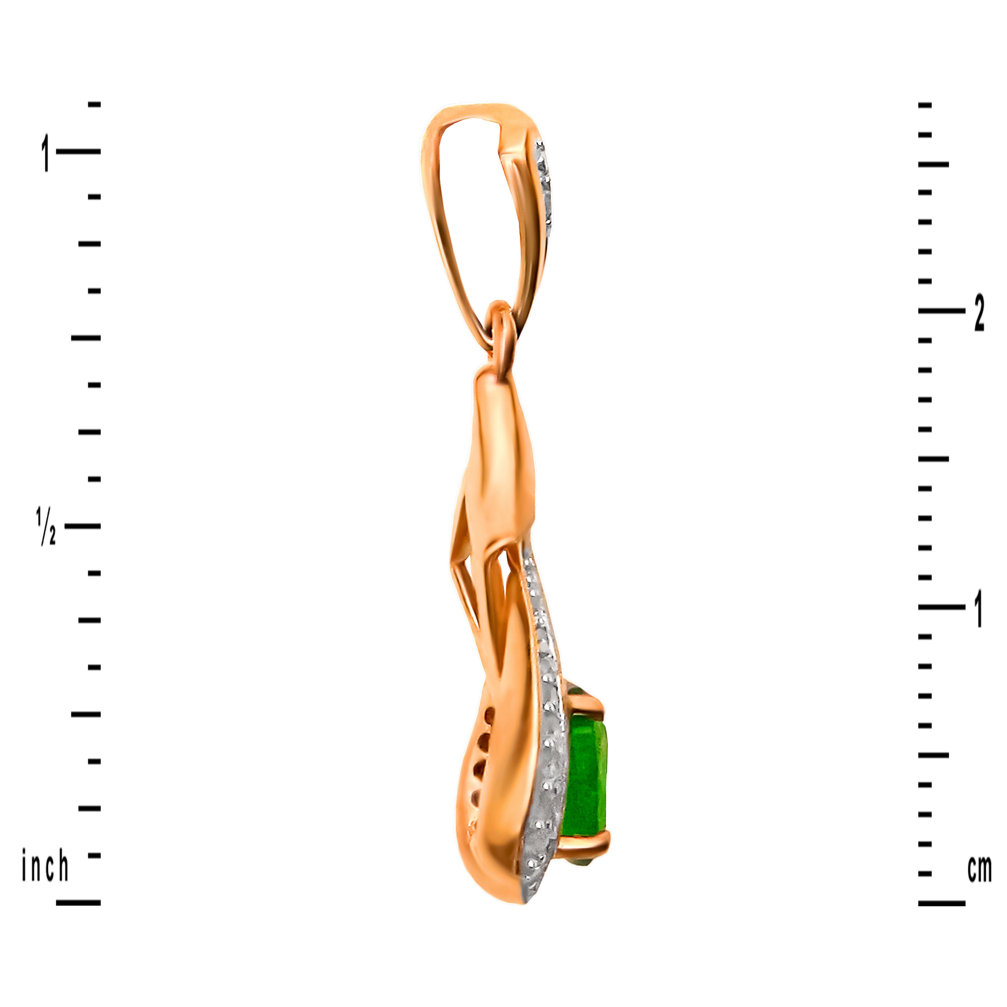14K rose gold cloudy emerald and diamond pendant | Golden Flamingo