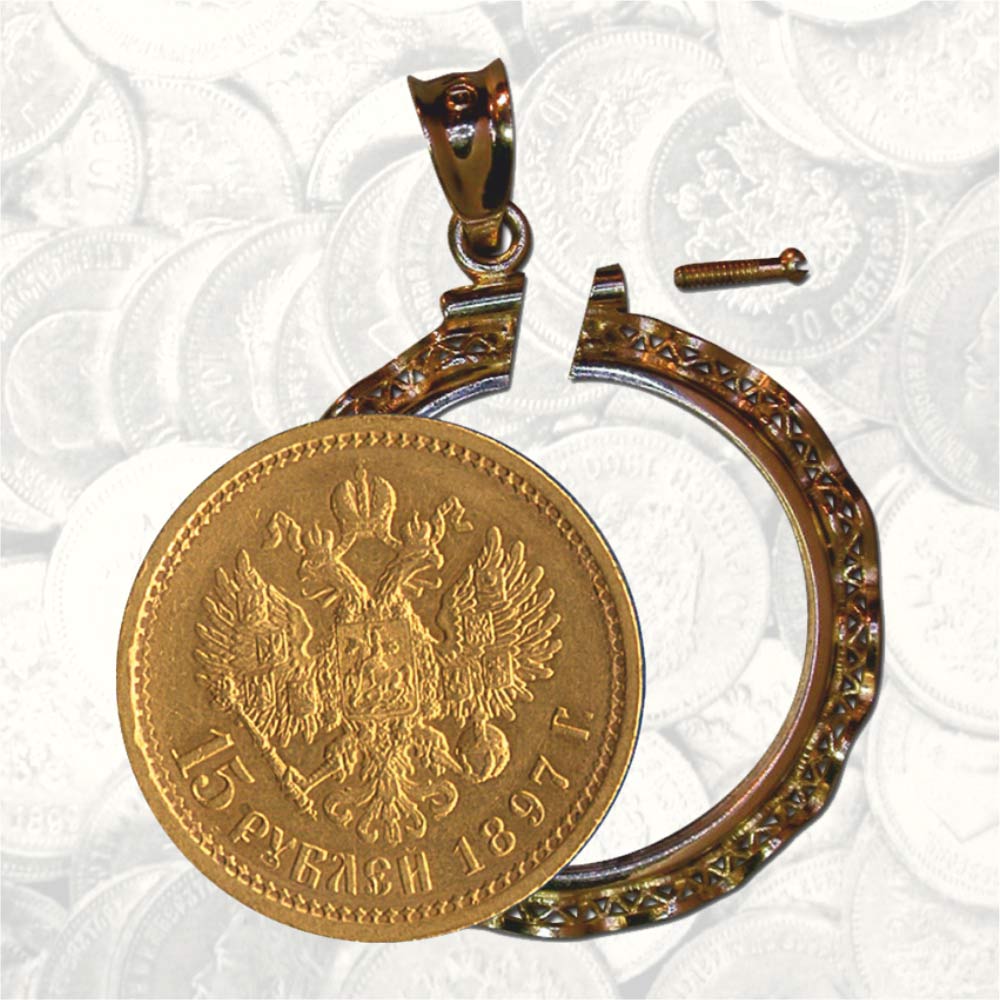 Bezel fit Russian gold 15 rubles | Golden Flamingo