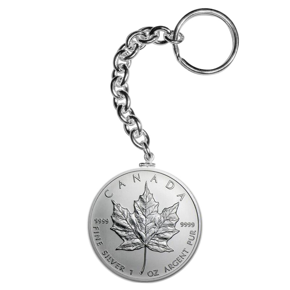 Silver Maple Leaf coin key chain | Golden Flamingo