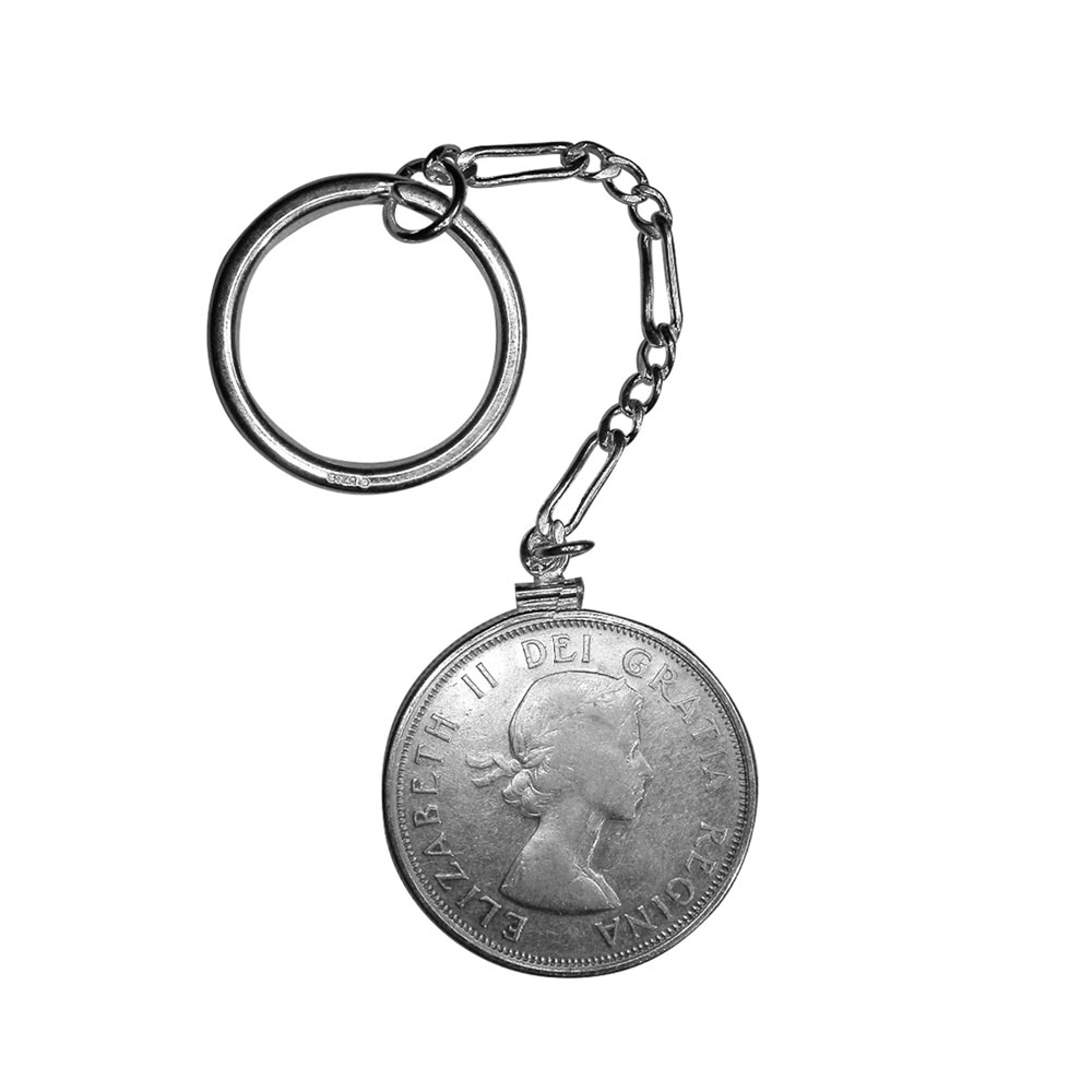 Silver Canadian coin srew-top keychain | Golden Flamingo