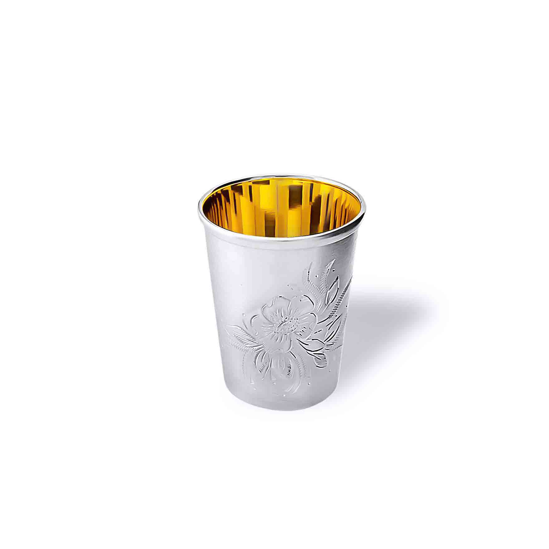 Gilded 925 silver shot glass for liquor | Golden Flamingo