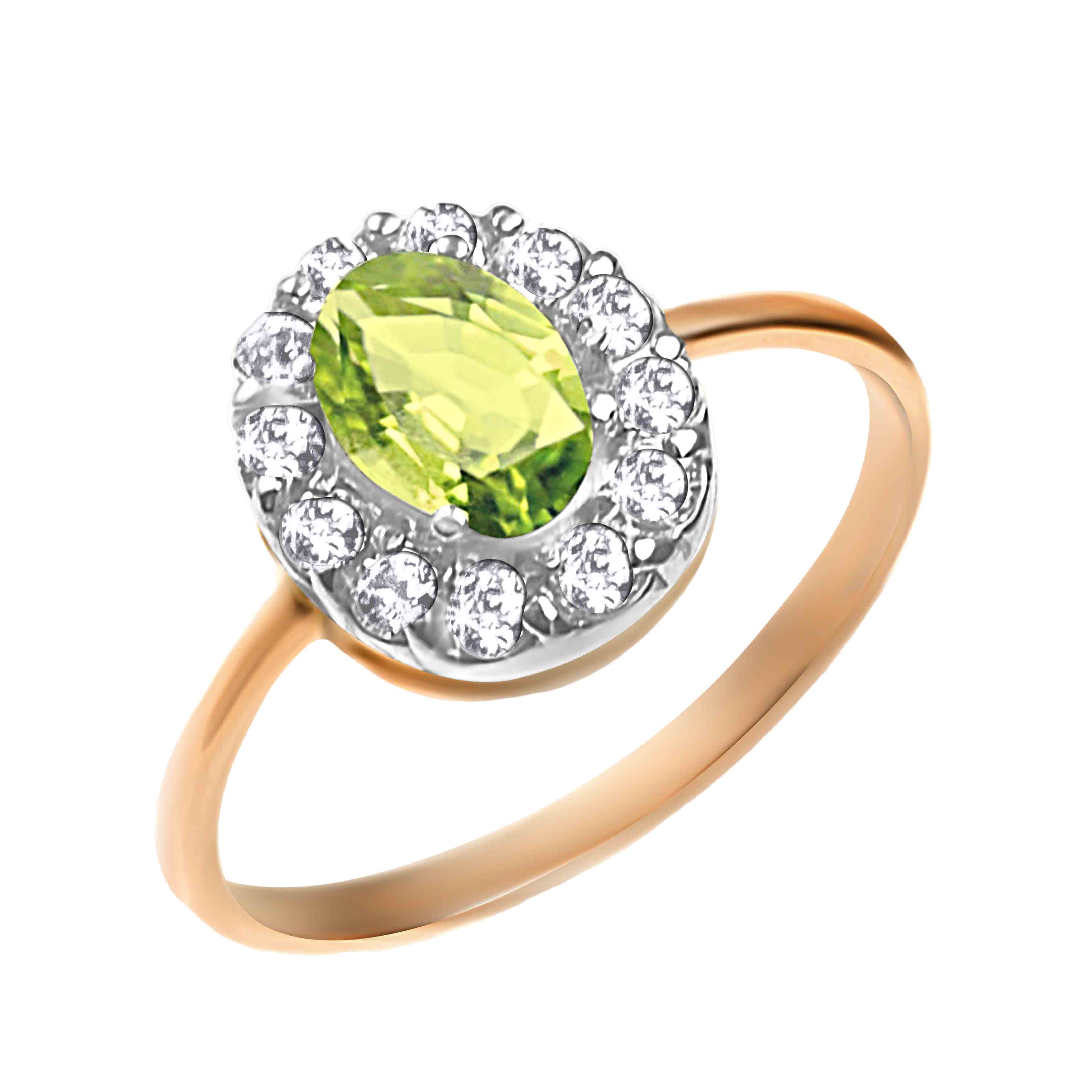 Peridot and CZ halo ring | Golden Flamingo