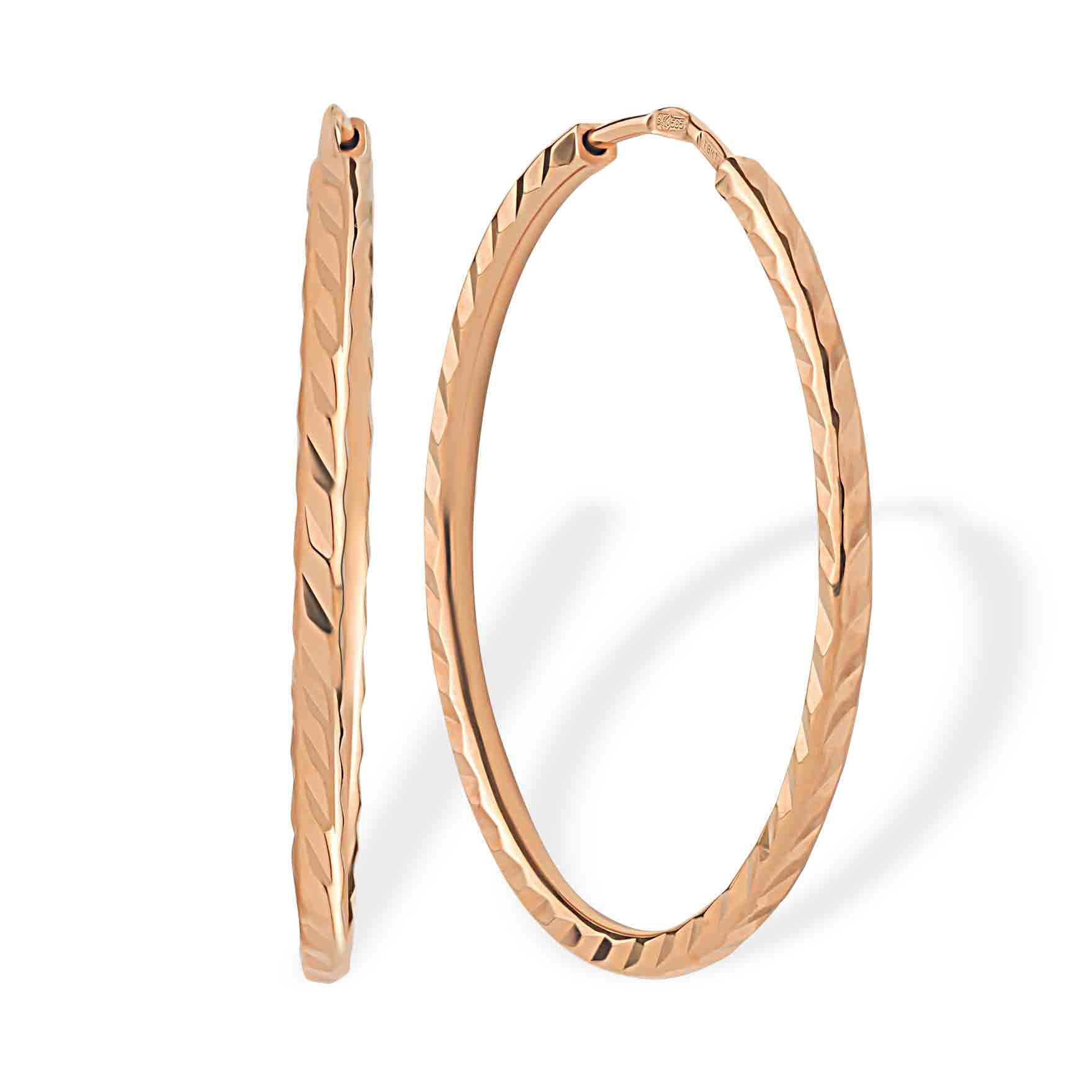 Diamond-cut hoop earrings | Golden Flamingo