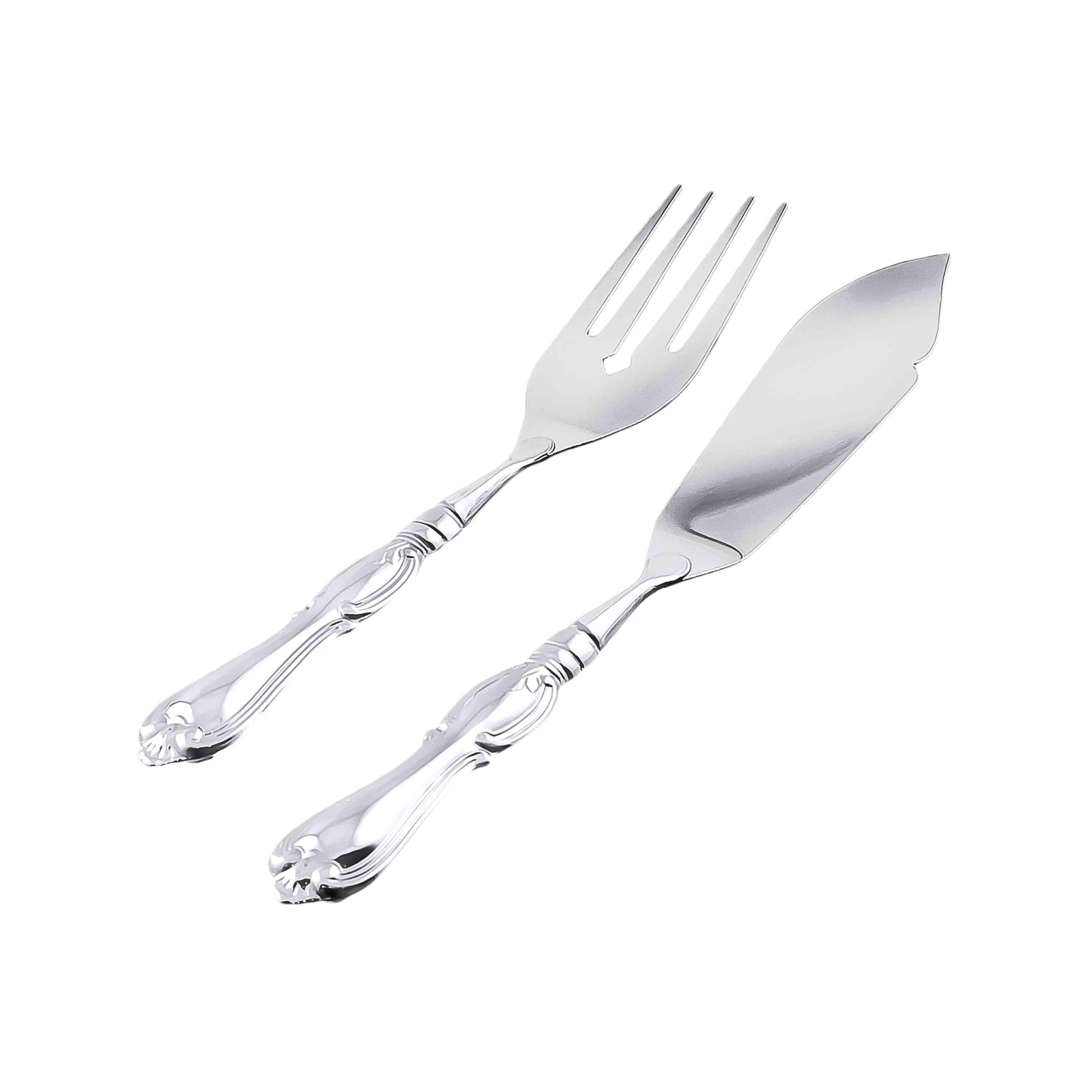 Silver fish serving set of 2 | Golden Flamingo