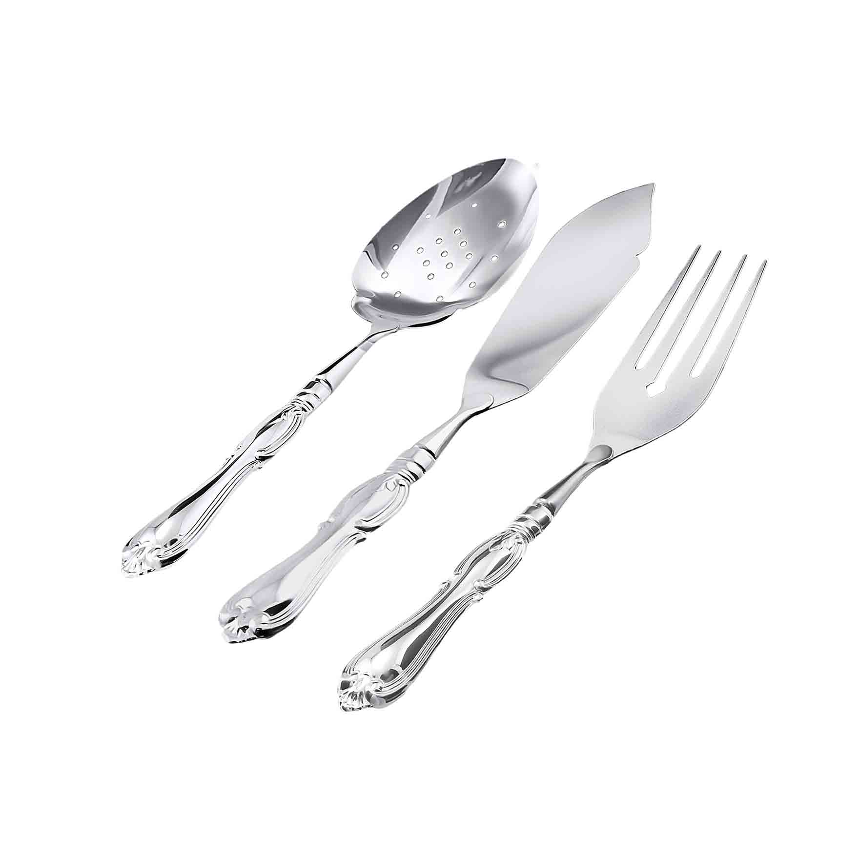 Fish silver serving set of 3 | Golden Flamingo