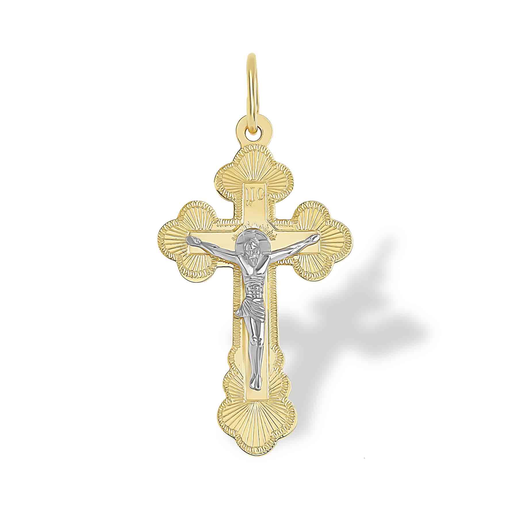 Diamond-cut orthodox cross | Golden Flamingo